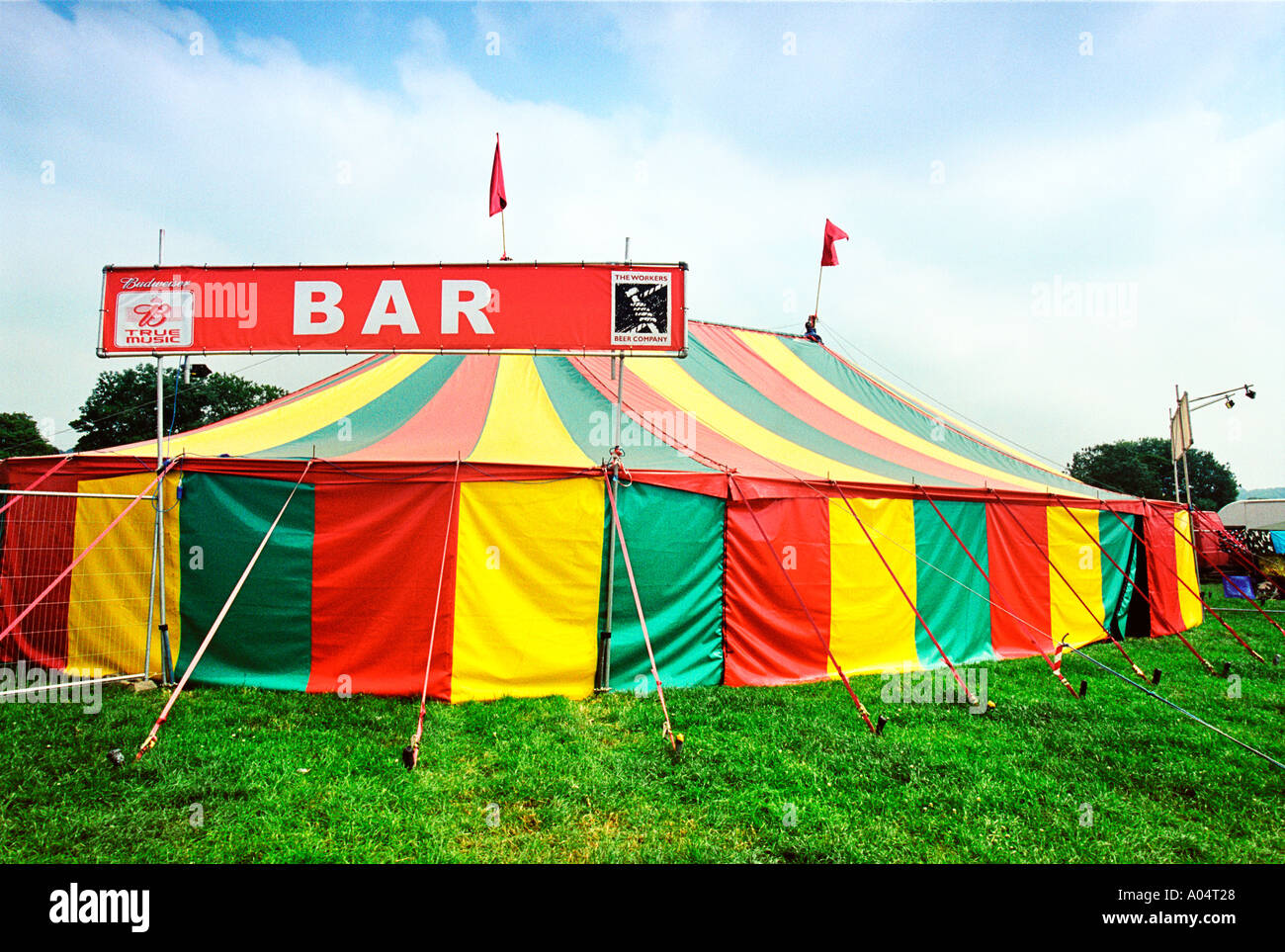 Beer tent at Glastonbury festival Stock Photo - Alamy