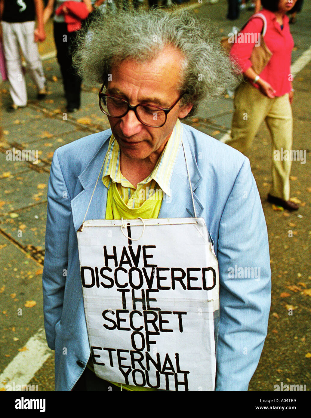 Elderly man wearing sign at Speaker s Corner in Hyde Park London Stock ...