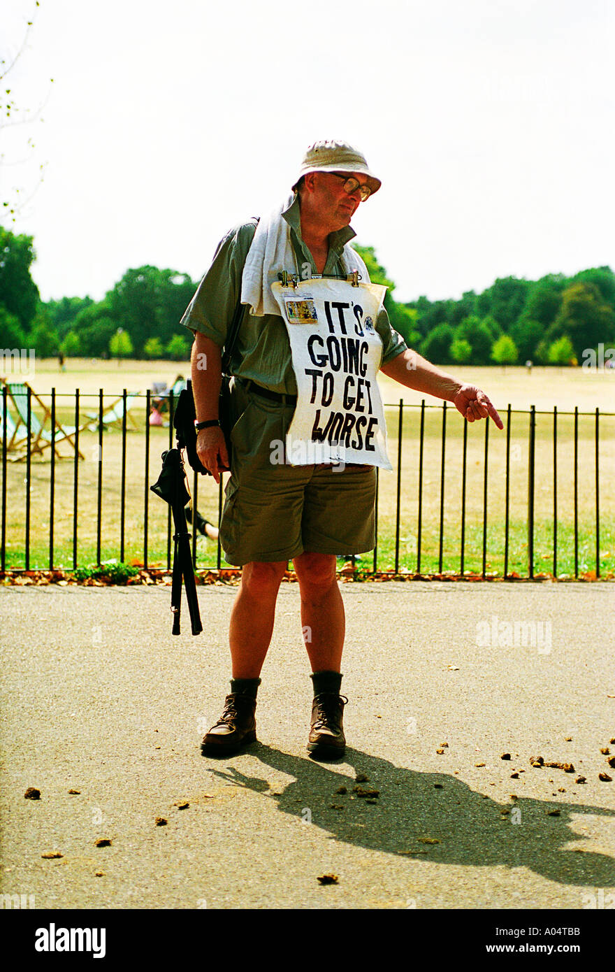 Man wearing sign at Speaker s Corner in Hyde Park London Stock Photo ...