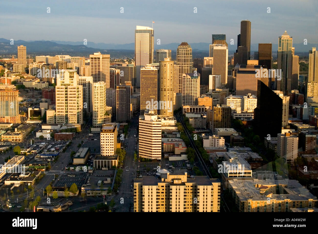 USA, Washington, Seattle, View of Seattle, downtown from revolving ...