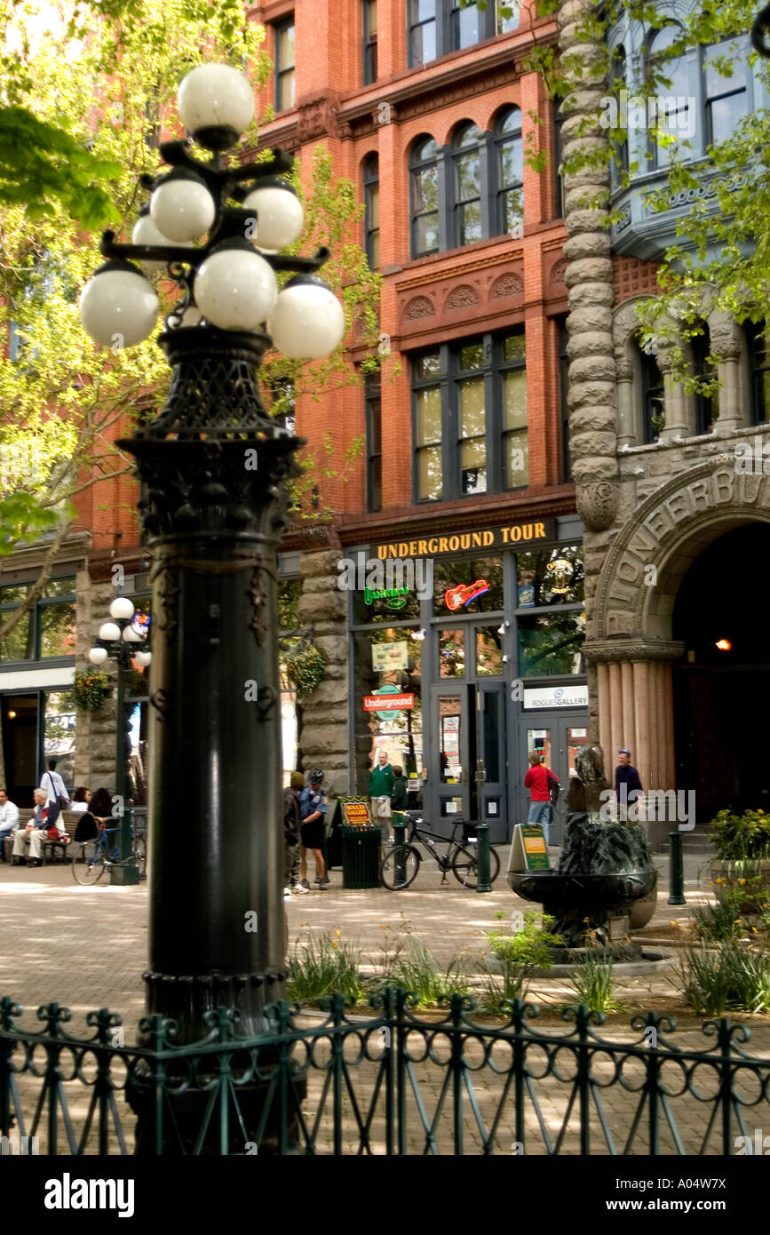 USA, Washington, Seattle, Pioneer Sq., Underground tour, light pole ...