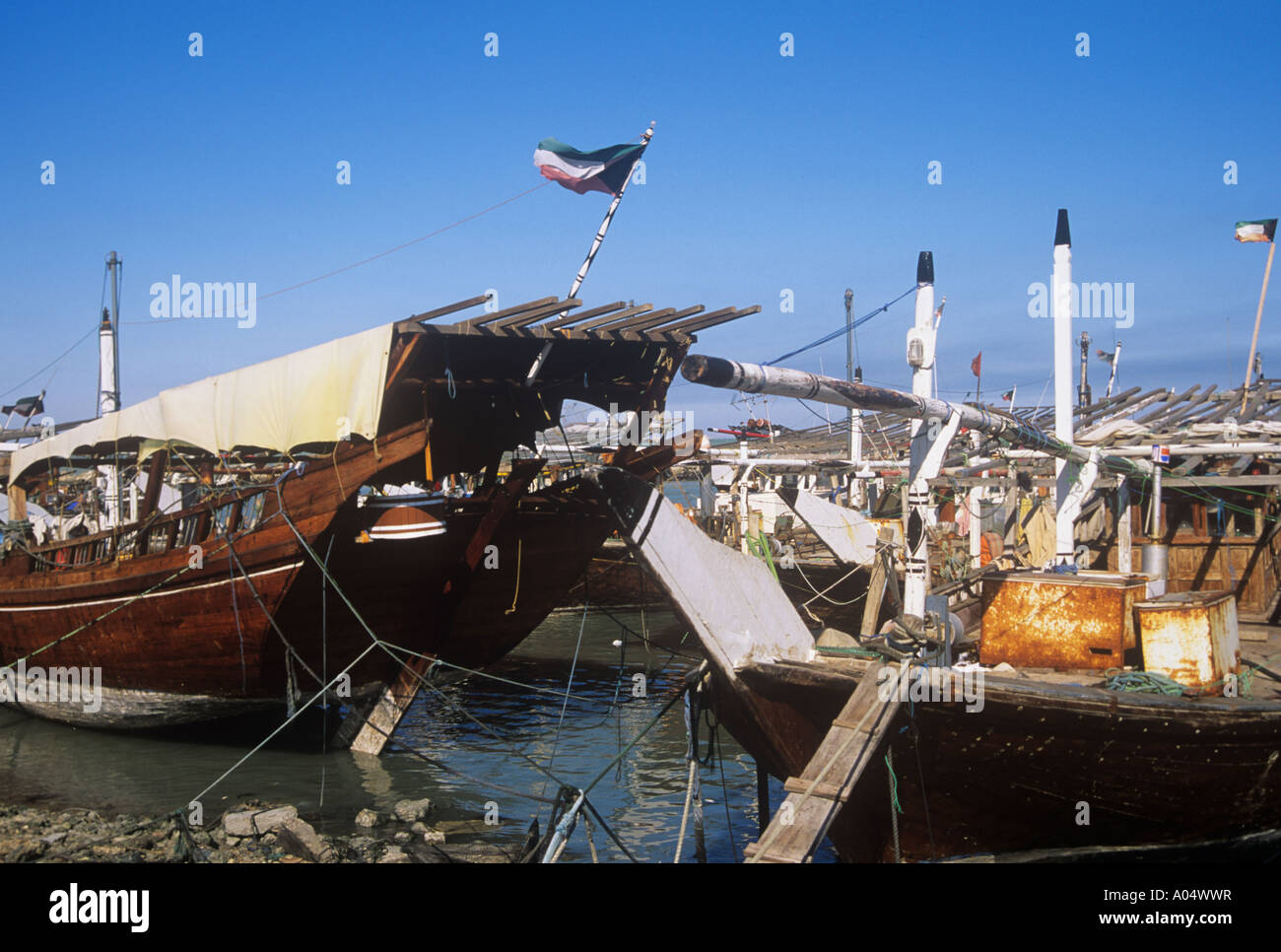 Kuwait harbour with dhows Stock Photo - Alamy