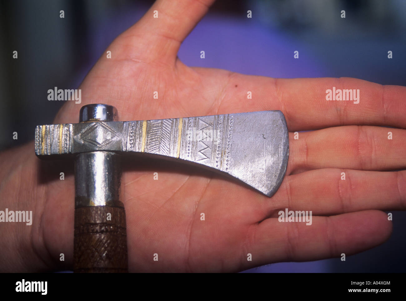 Head of a steel jerz traditional axe carried by men in the Musandam ...
