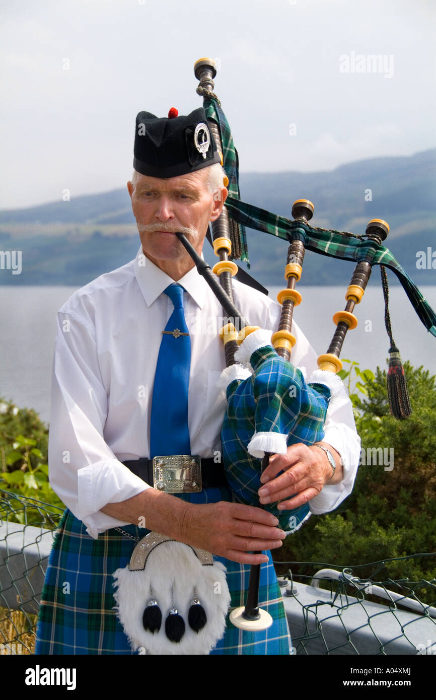 Colorful outfit and personality of bag pipe player at the Loch Ness ...