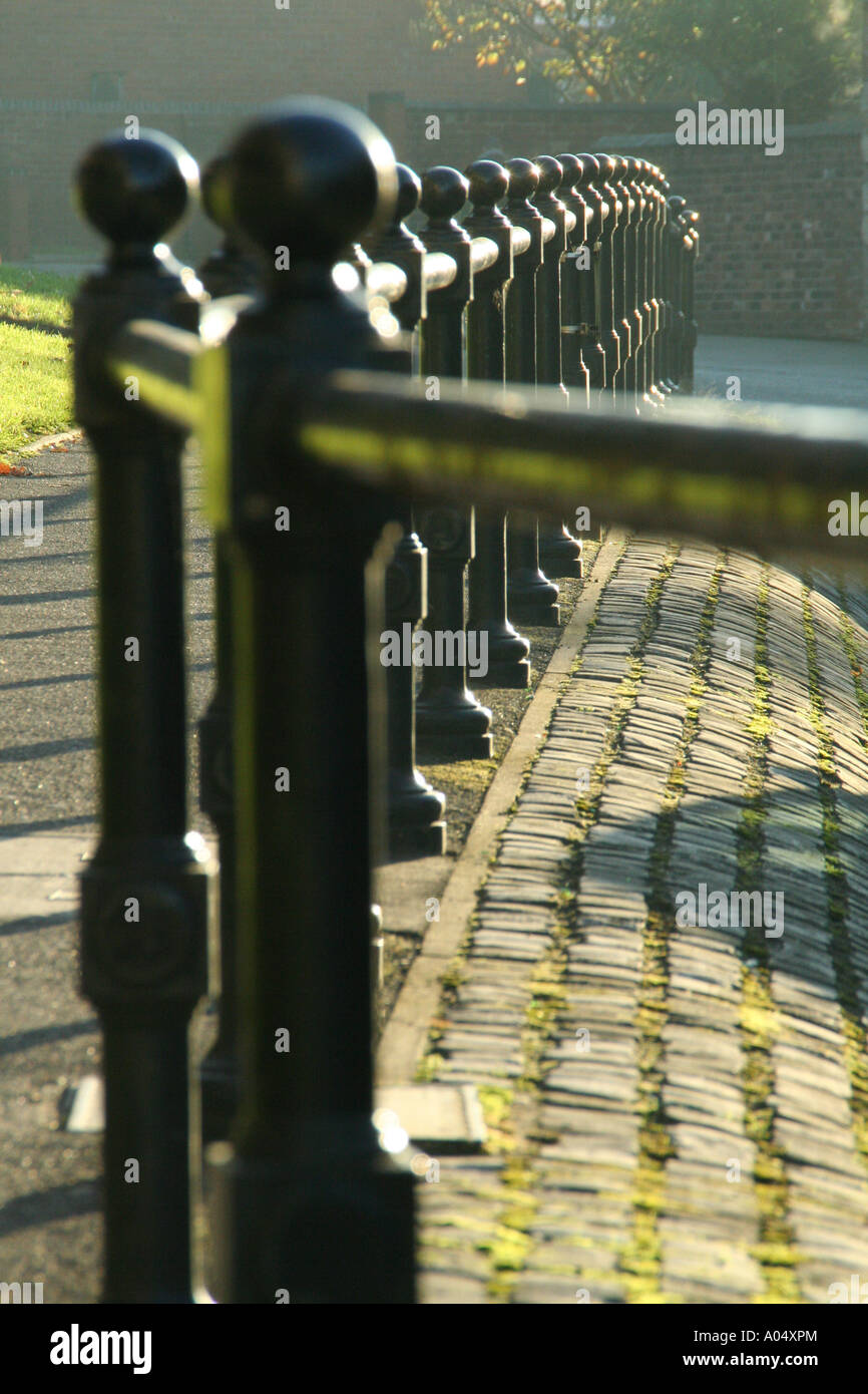 Cast Iron Railings.Landscape Cast iron railings protecting path footway ...