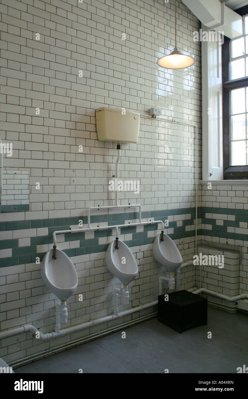 Old Toilets.Tiled, White, Green, Urinals, Step-up, System, Mirror, Bulb ...