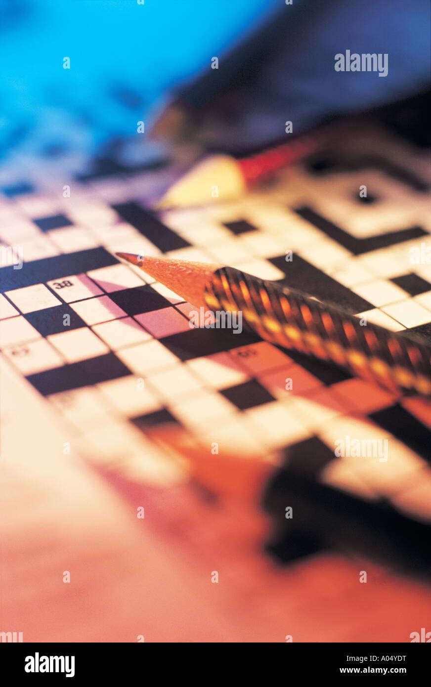 Pencil on Crossword Puzzle Stock Photo - Alamy