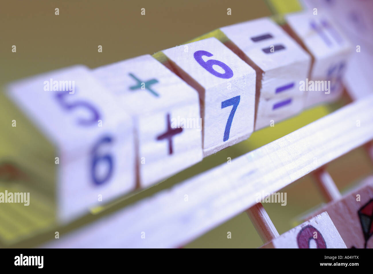Number Blocks on Wooden Rack Stock Photo - Alamy