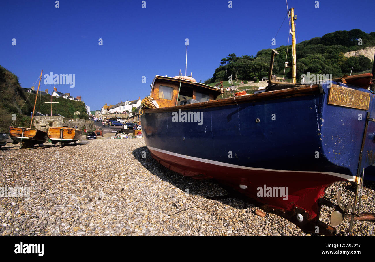 Fishing Boats and foreshore at Beer Devon Stock Photo - Alamy