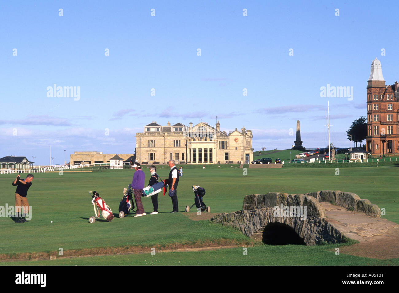 Famous 18th Hole and fairway at Swilken Bridge Golf at World Famous St ...