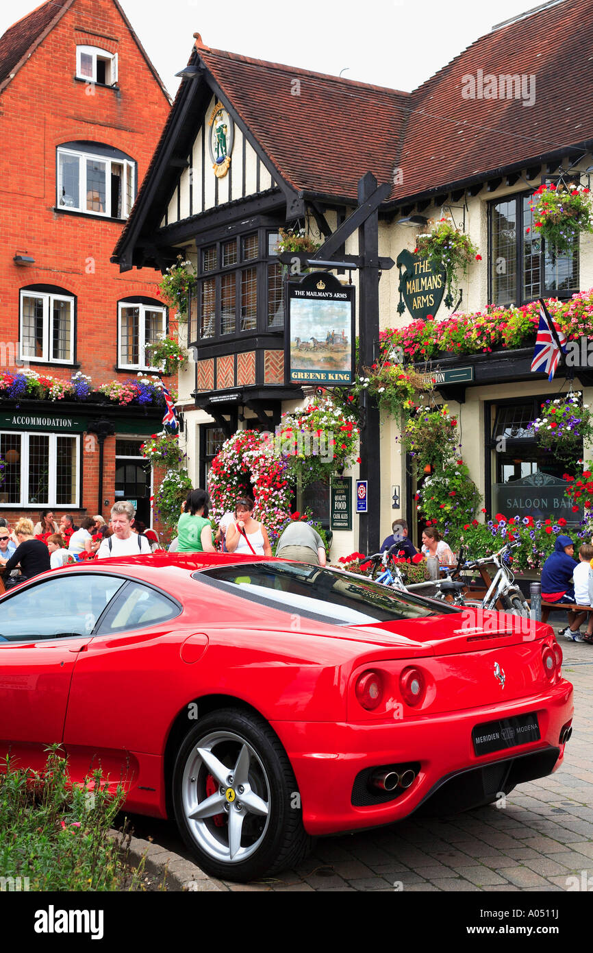Red Ferrari 360 Modena in Lyndhurst New Forest National Park Hampshire ...