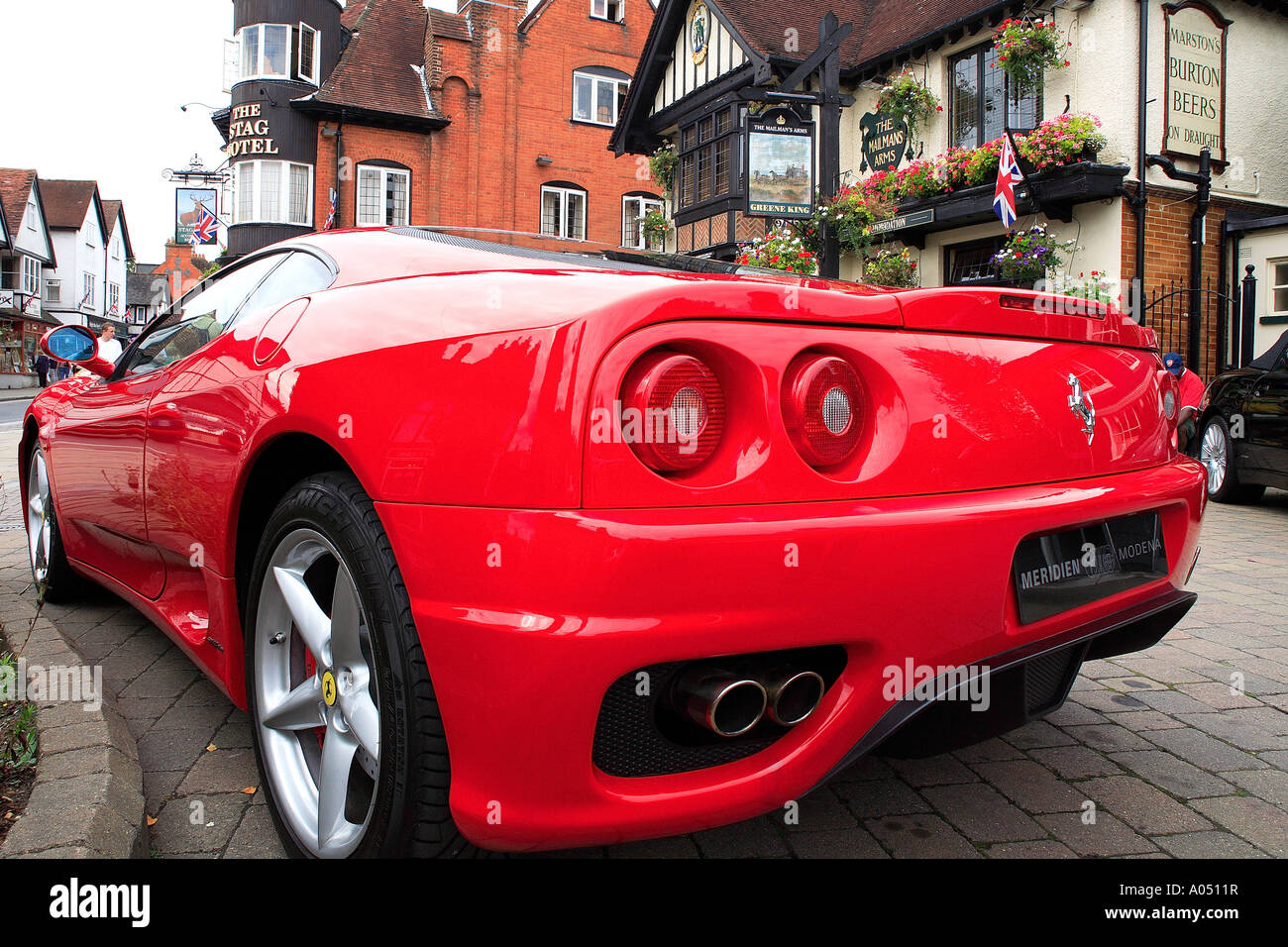Red Ferrari 360 Modena in Lyndhurst New Forest National Park Hampshire ...