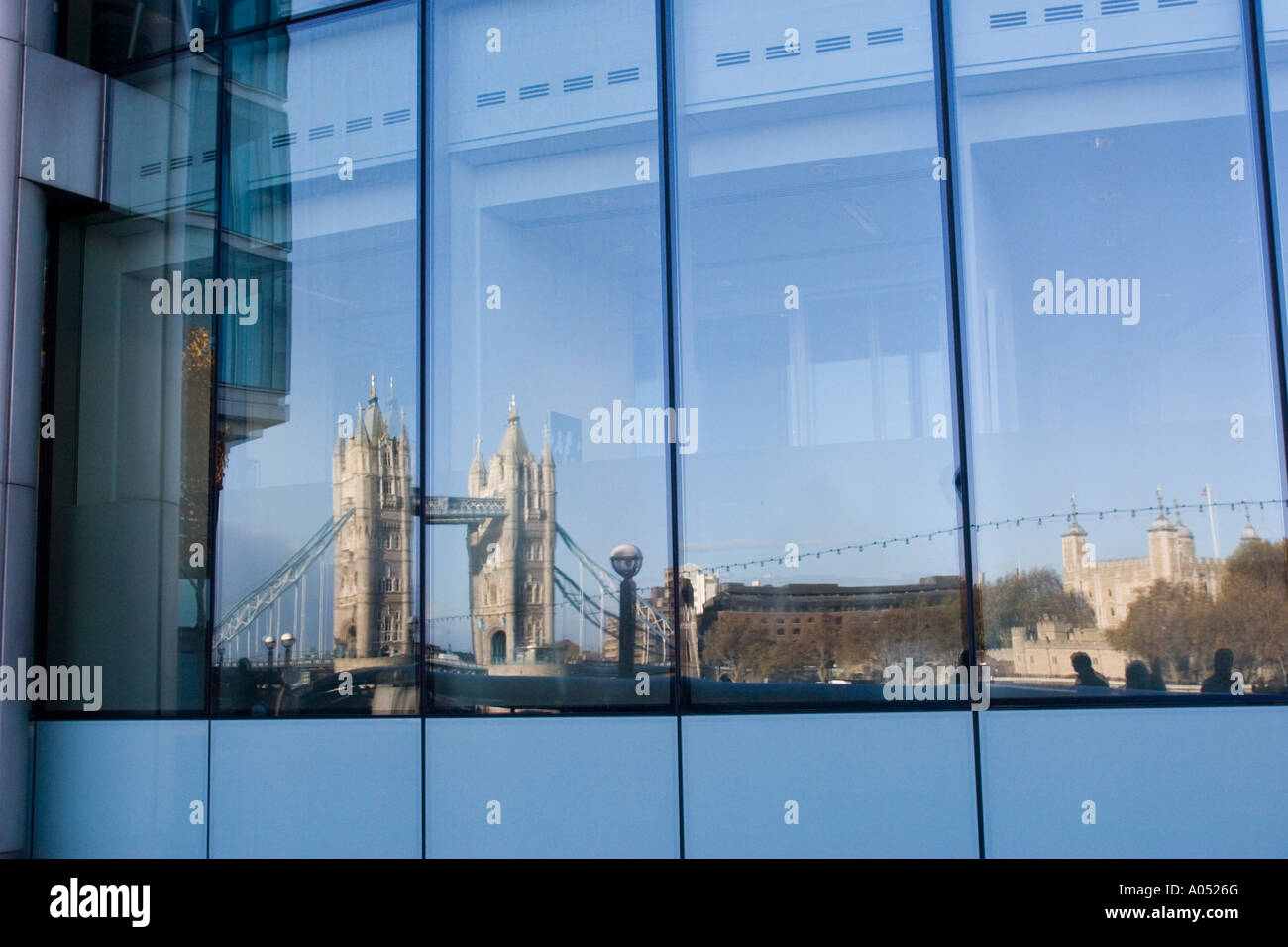 Tower Bridge reflected in windows Stock Photo - Alamy
