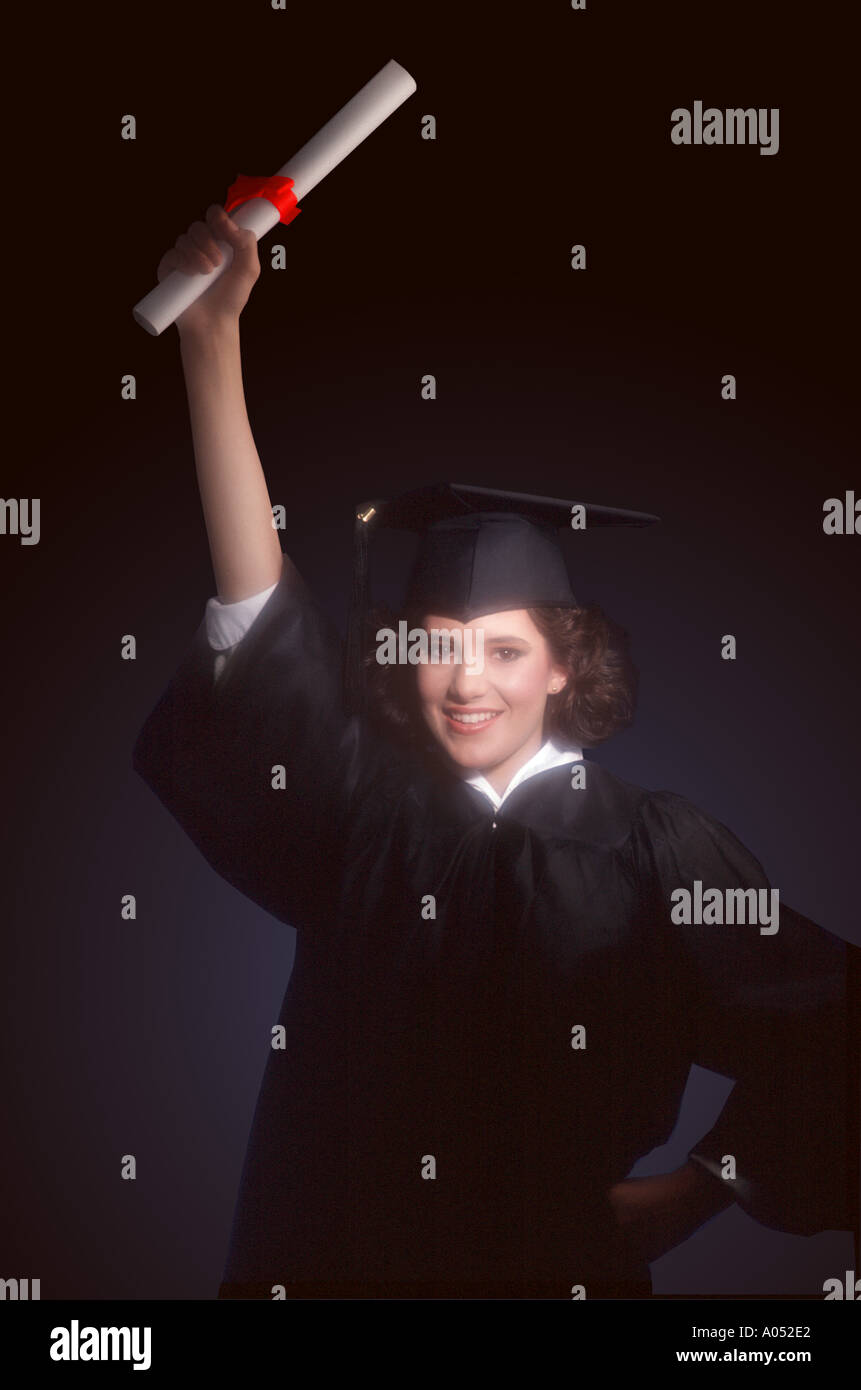 Graduation graduate girl female deploma sucess hi-res stock photography ...