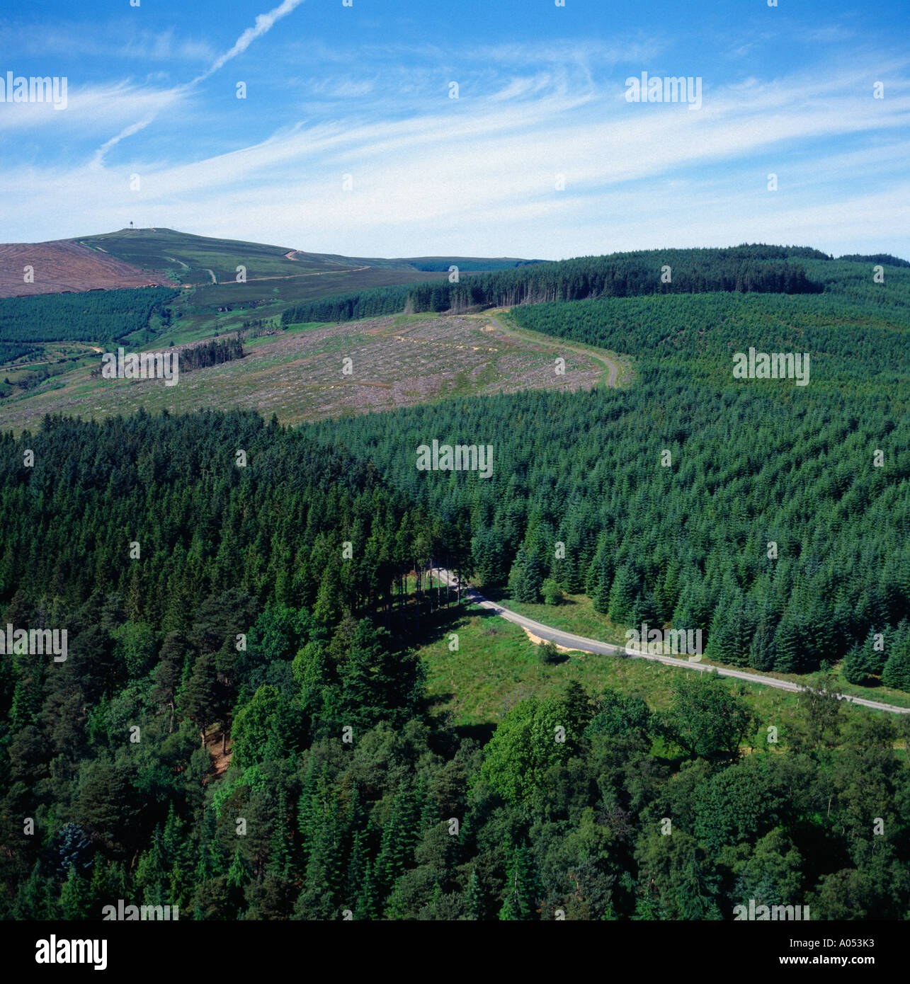 Keswick Forest Lake District Cumbria UK aerial view Stock Photo - Alamy