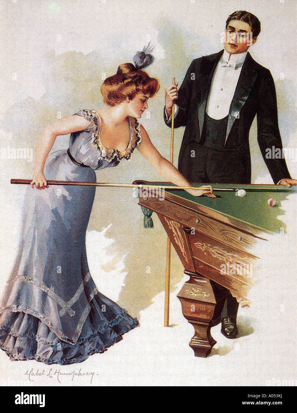 BILLIARDS Edwardian illustration emphasises the fashion element of this ...