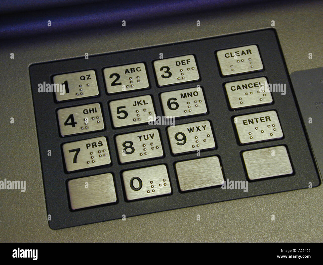 Keyboard for ATM machine at a bank in Seattle Washington USA Stock ...