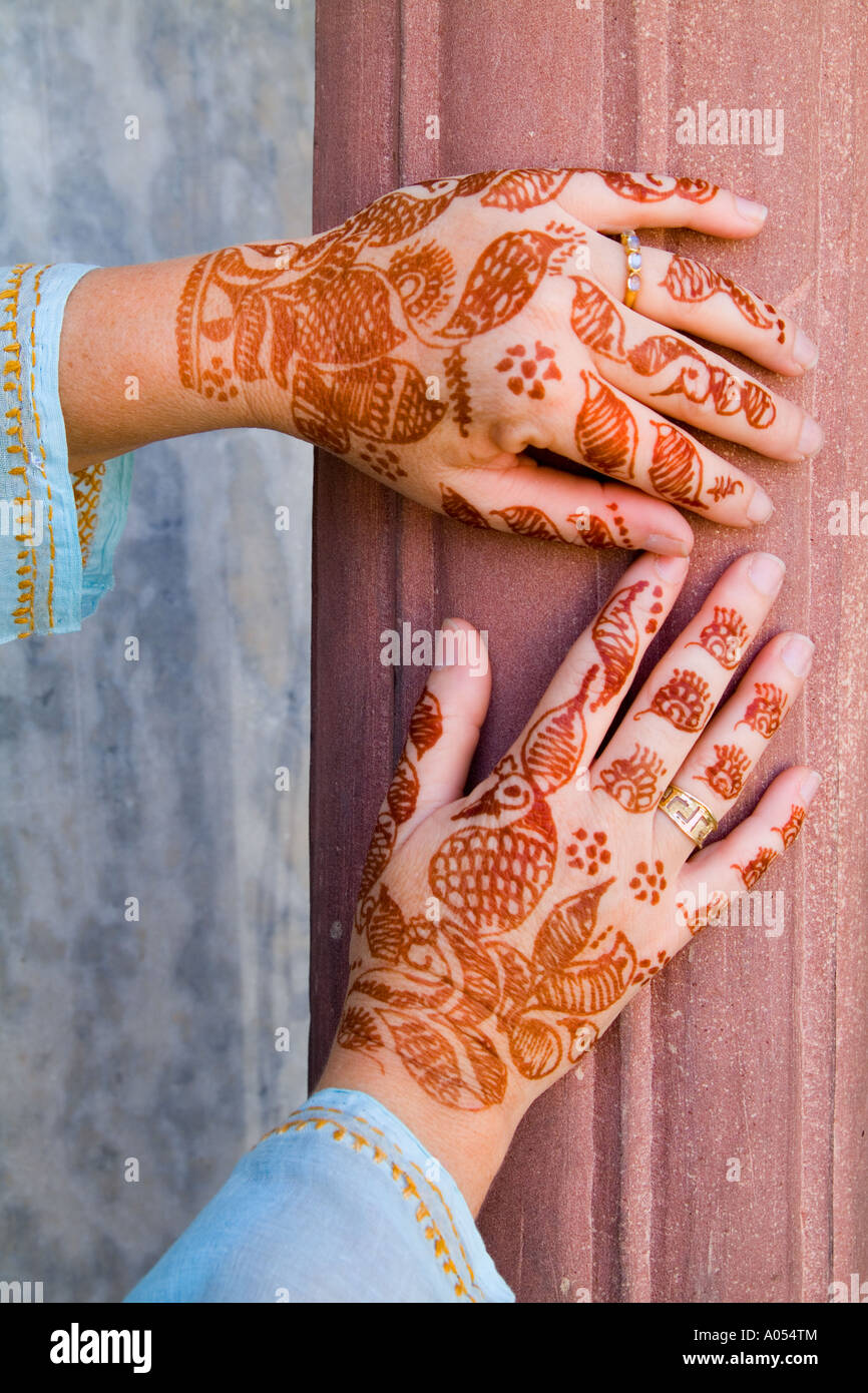 Colorful Henna design on womans hands artwork for celebration tatoos in ...