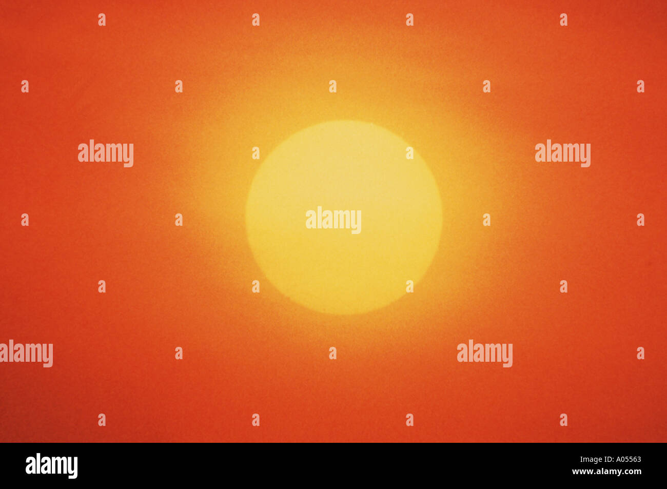 big yellow sun in a red sky sundown evening glow background Stock Photo ...