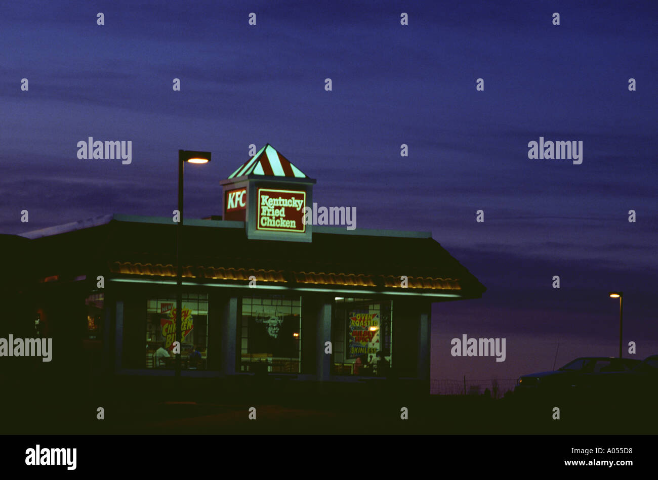 kentucky fried chicken restaurant snack fast food eating night lights ...