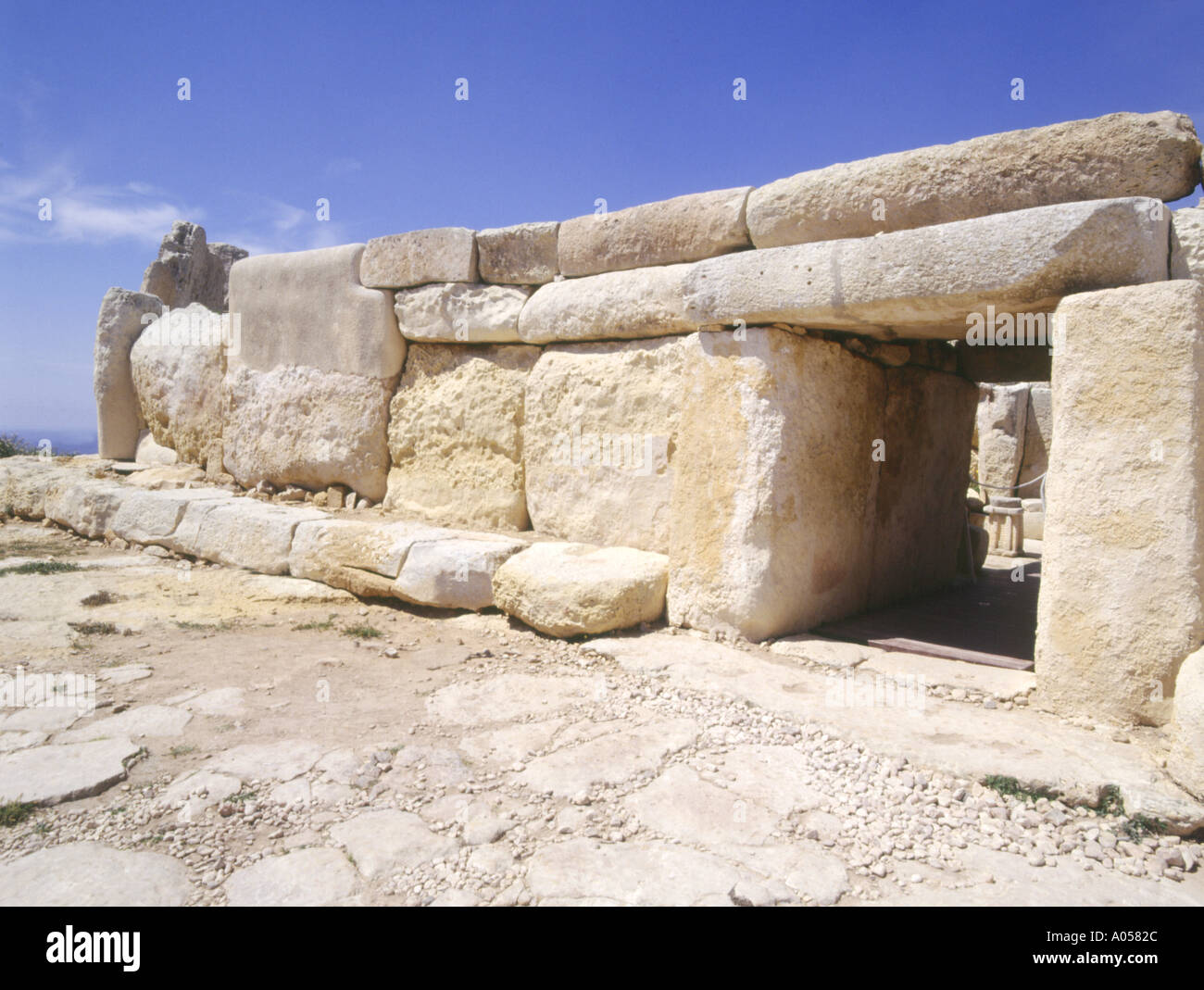 dh Neolithic temple entrance HAGAR QIM MALTA ISLAND Stonewall slabbed ...