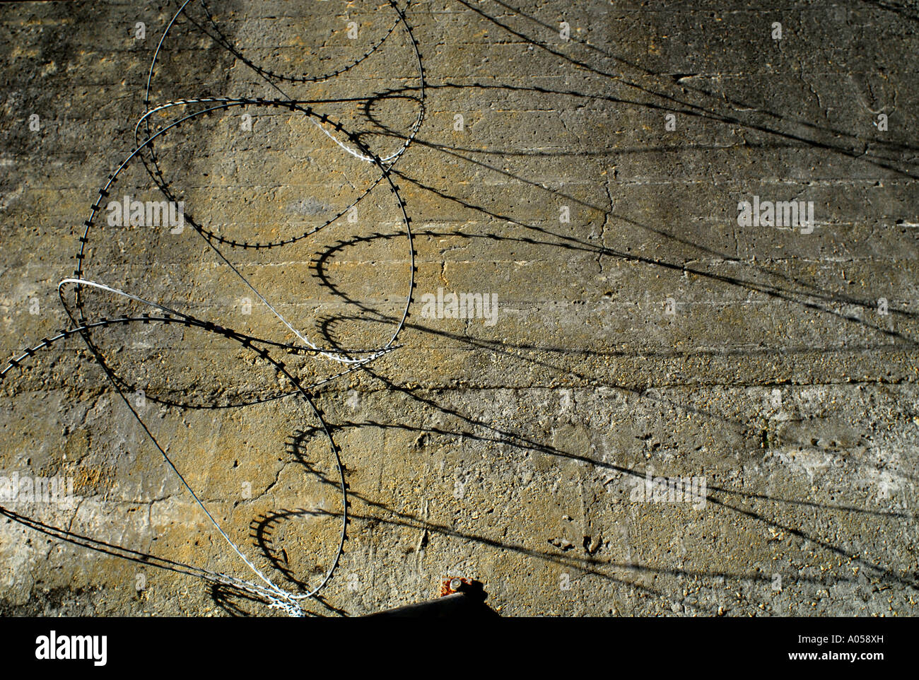 razor wire on concrete dam wall, Mundaring, Western Australia Stock ...