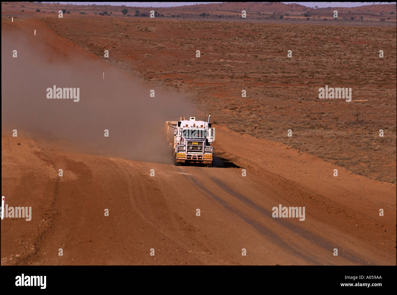 Truck on outback road, Australia, Road Train Stock Photo - Alamy