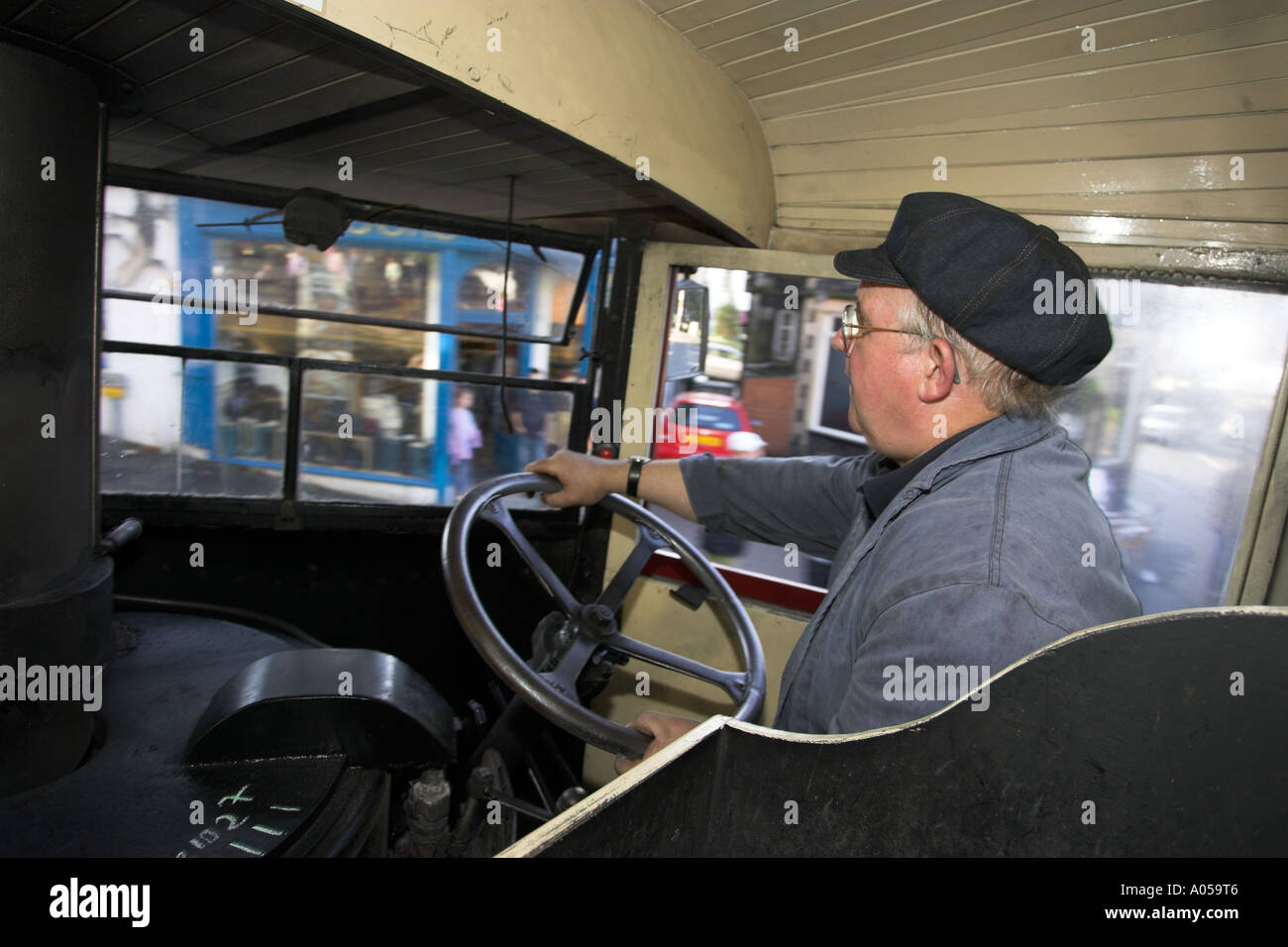 Sentinel Steam Passenger Bus driving around Bowness on Windermere Lake ...
