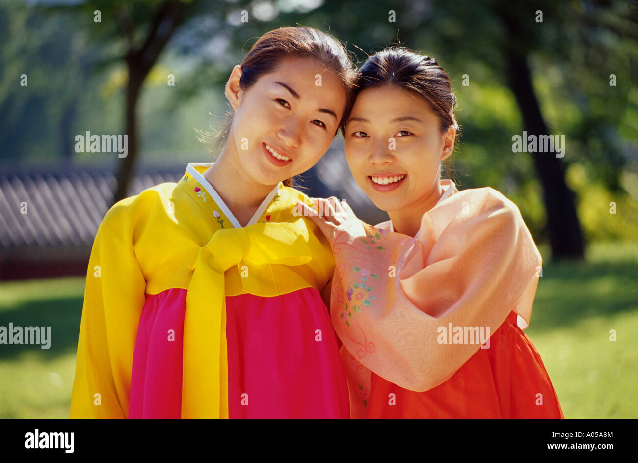Women In Traditional Costume, Hambok Stock Photo - Alamy