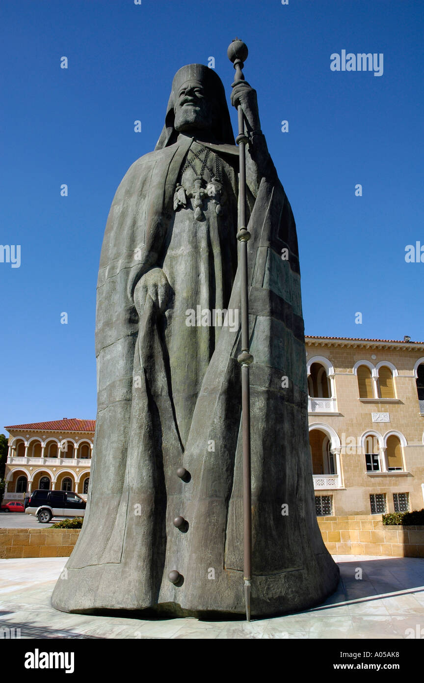 Statue of the Archbishop Makarios, president of the Republic of Cyprus ...