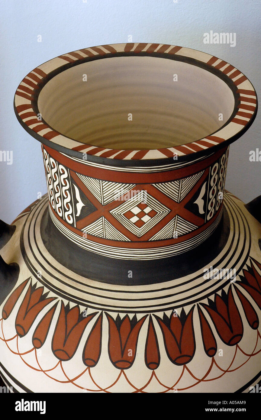 Large vase decorated in a traditional Greek Cypriot design Stock Photo ...