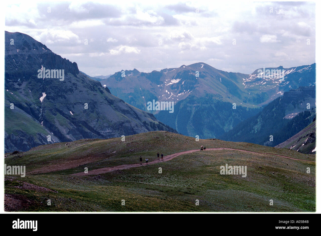 Six hikers in the mountains Stock Photo - Alamy