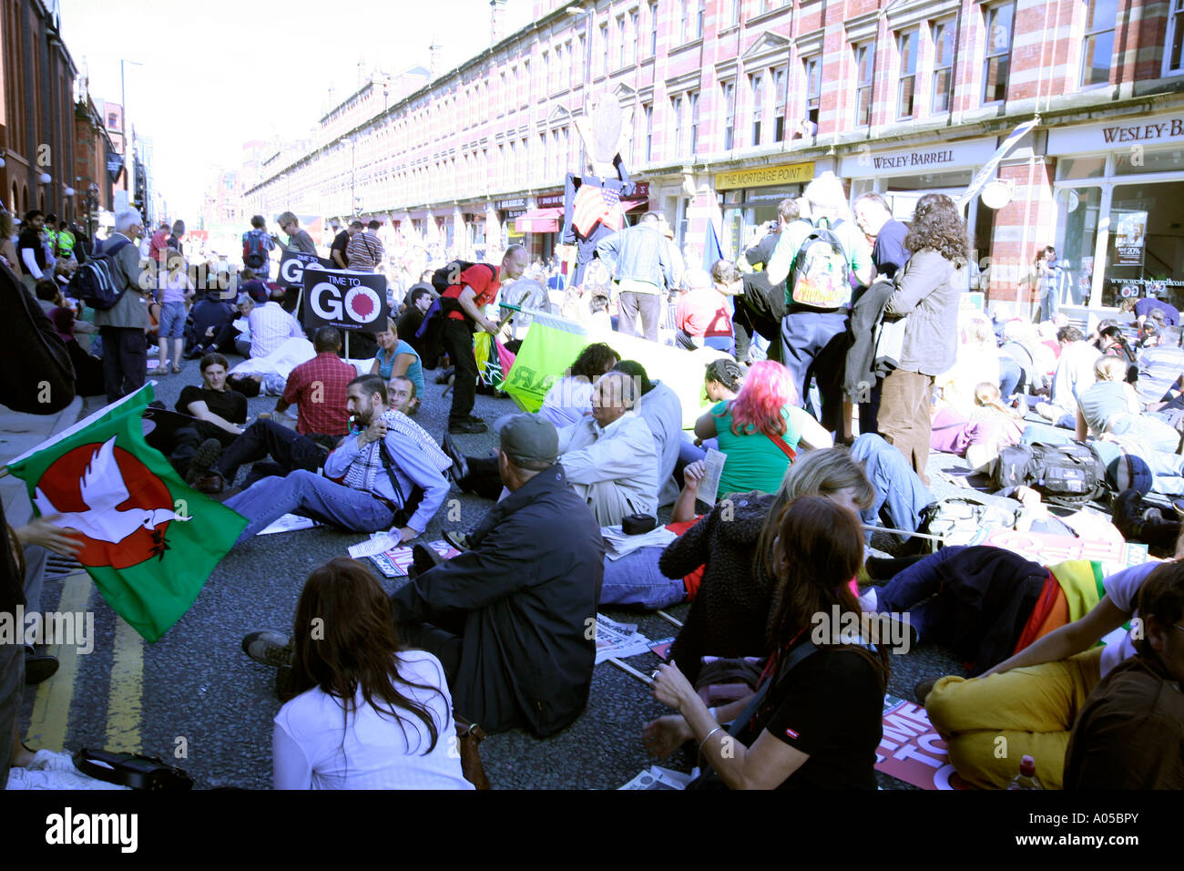 Sit-in, Protest march, Manchester 2006, UK Stock Photo - Alamy