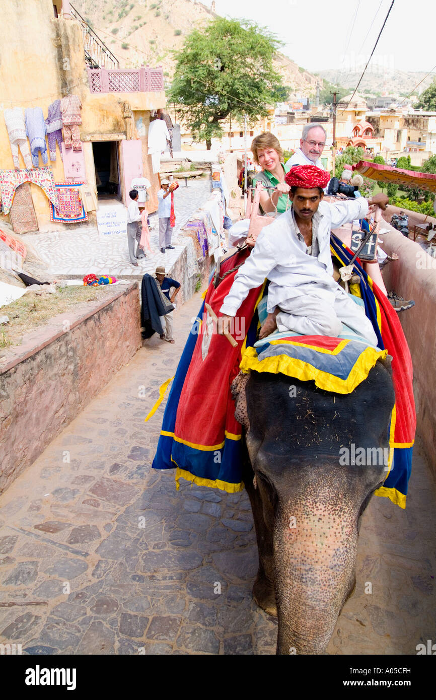 Colorful elephant rides at Amber Fort in Rajasthan Jaipur India Stock ...