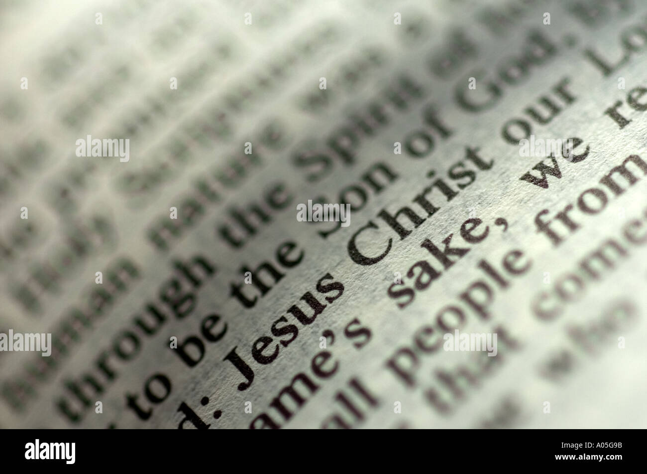 Jesus Christ written in a bible Stock Photo - Alamy