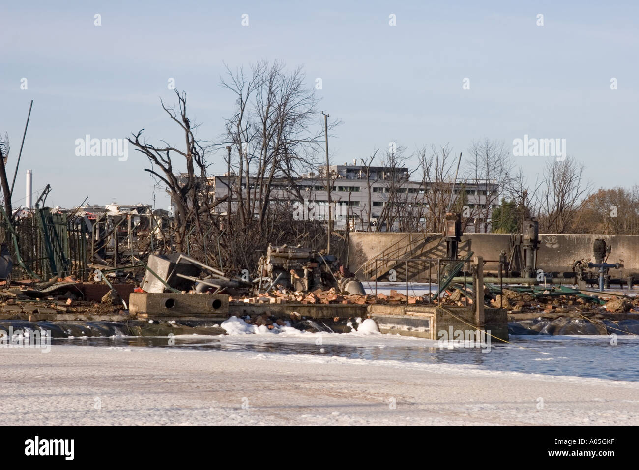Buncefield Oil Depot Fire aftermath Hemel Hempstead Hertfordshire Stock ...