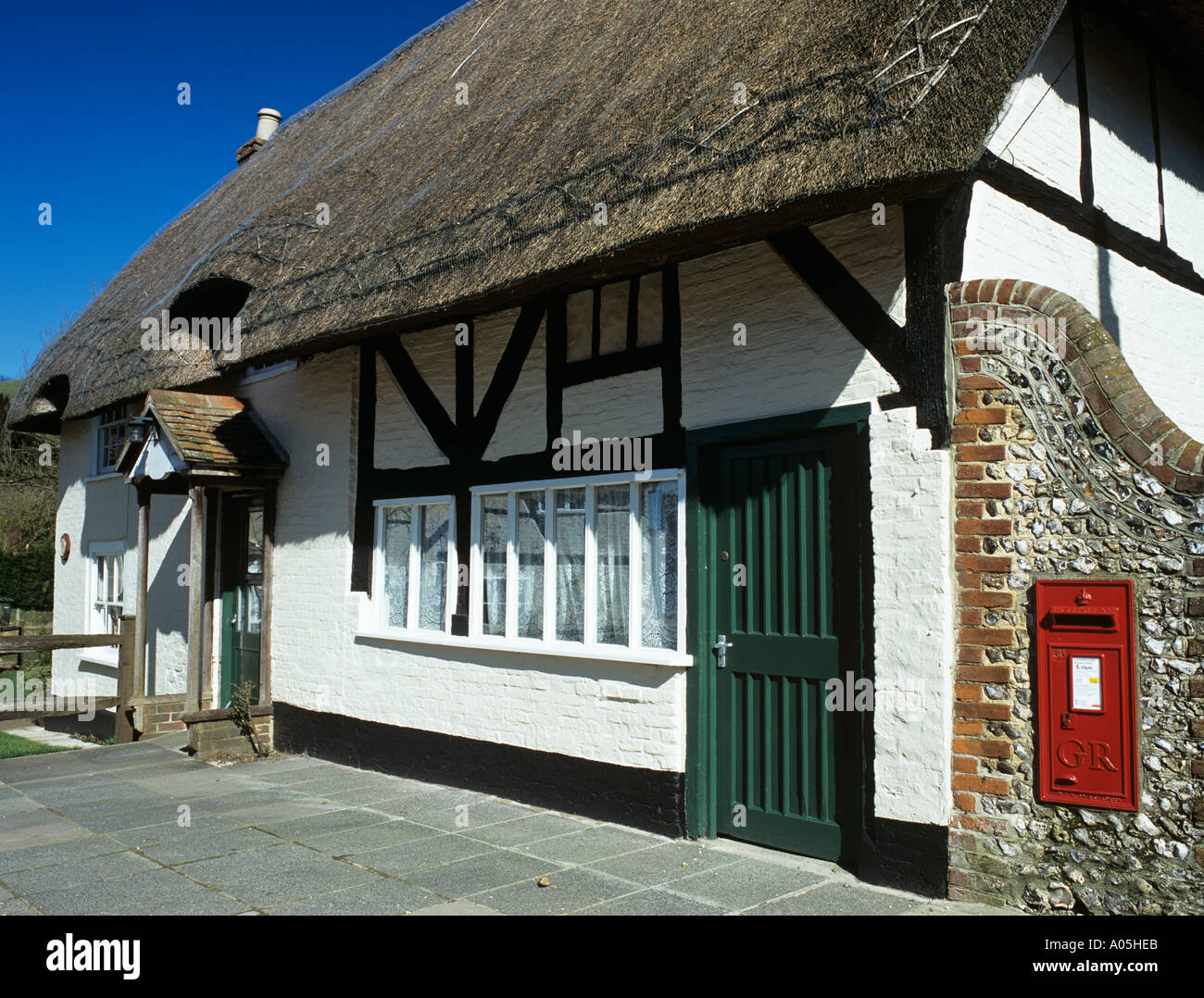 THATCHED TIMBER FRAMED COTTAGE with Georgian post box in wall East Meon ...