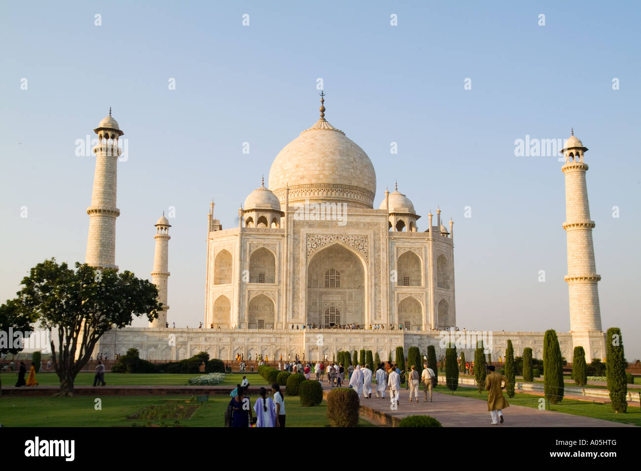 Beautiful scenic and reflection in front of the famous Taj Mahal one of ...