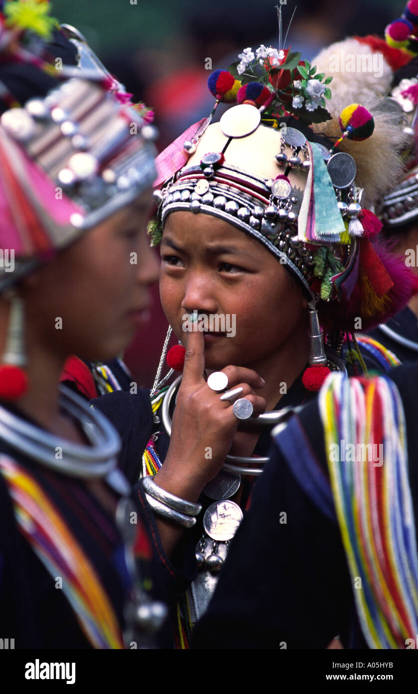 Akha girl. Muang Sing, Luang Nam Tha, Laos Stock Photo - Alamy