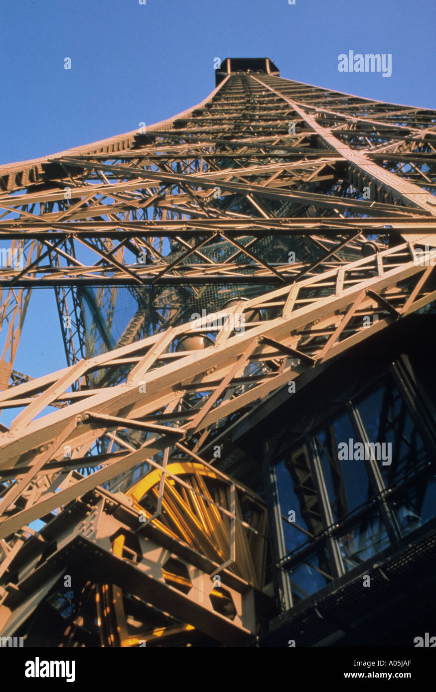 Close up view from below of the Eiffel Tower in Paris France Stock ...