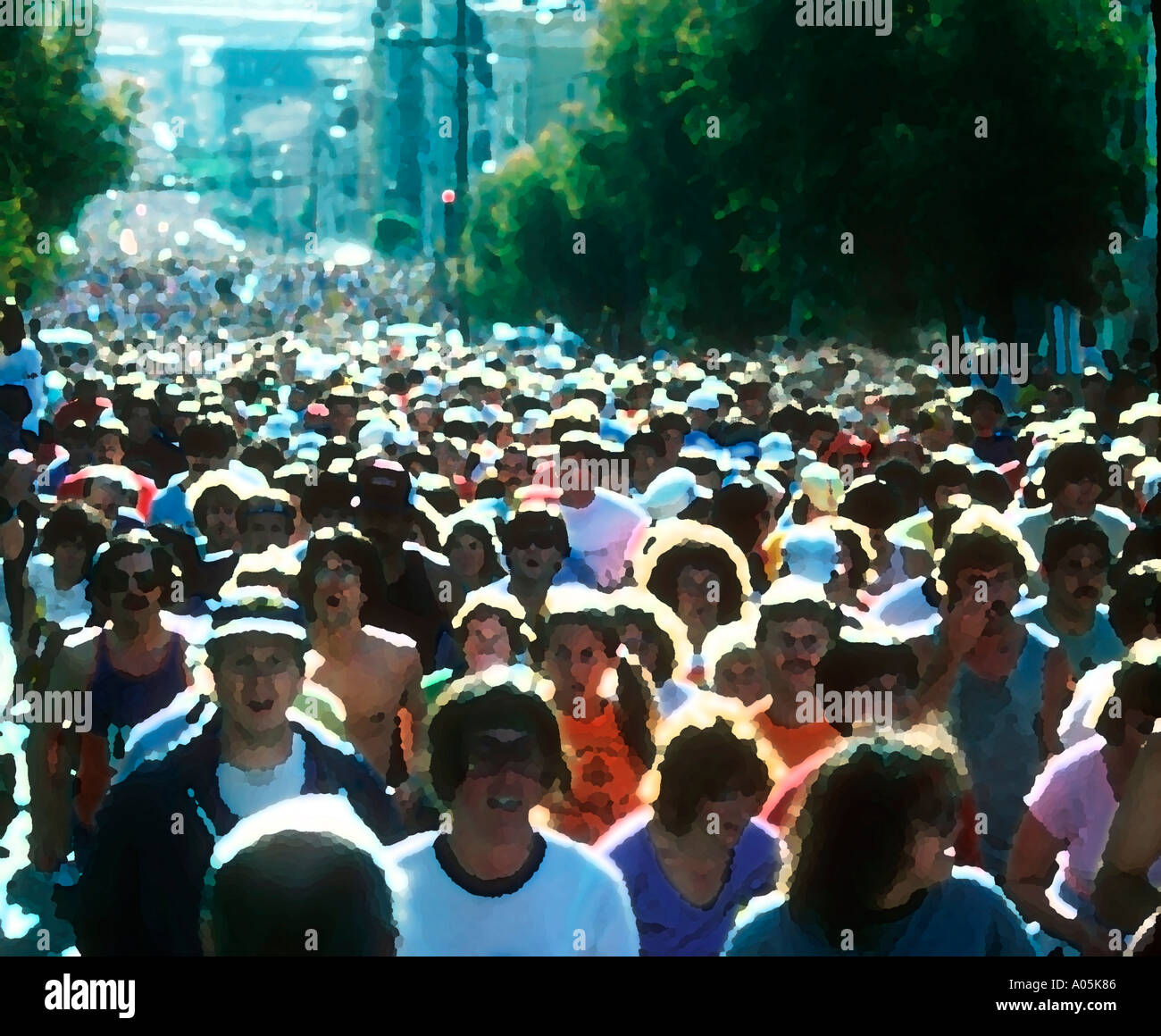 A crowd of pedestrians walking down a city street Stock Photo - Alamy