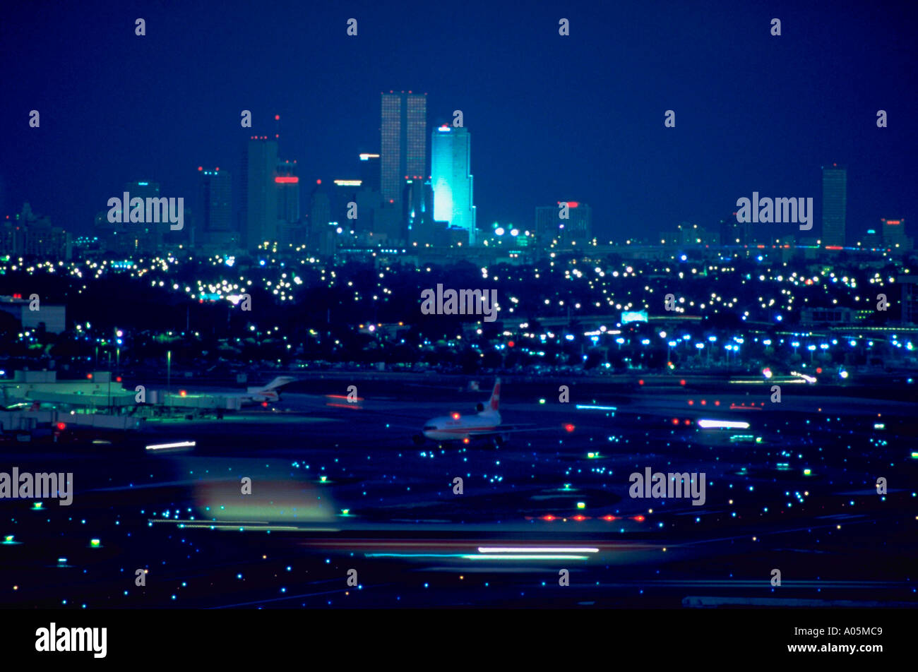 Jets in Miami skyline in background a view from the control tower at ...