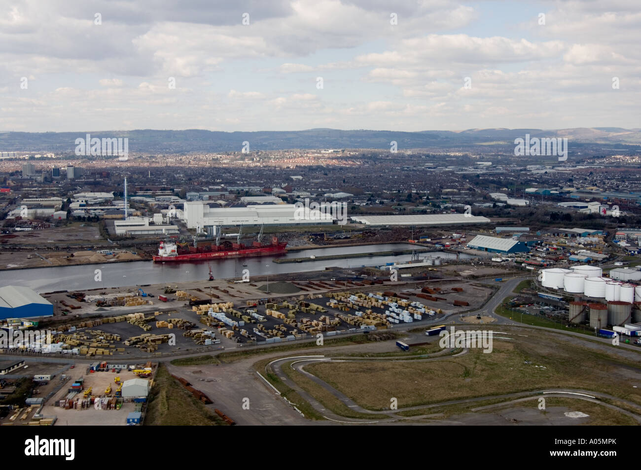 Aerial Cardiff Docks and Suburbs Cardiff Bay South Wales Stock Photo ...