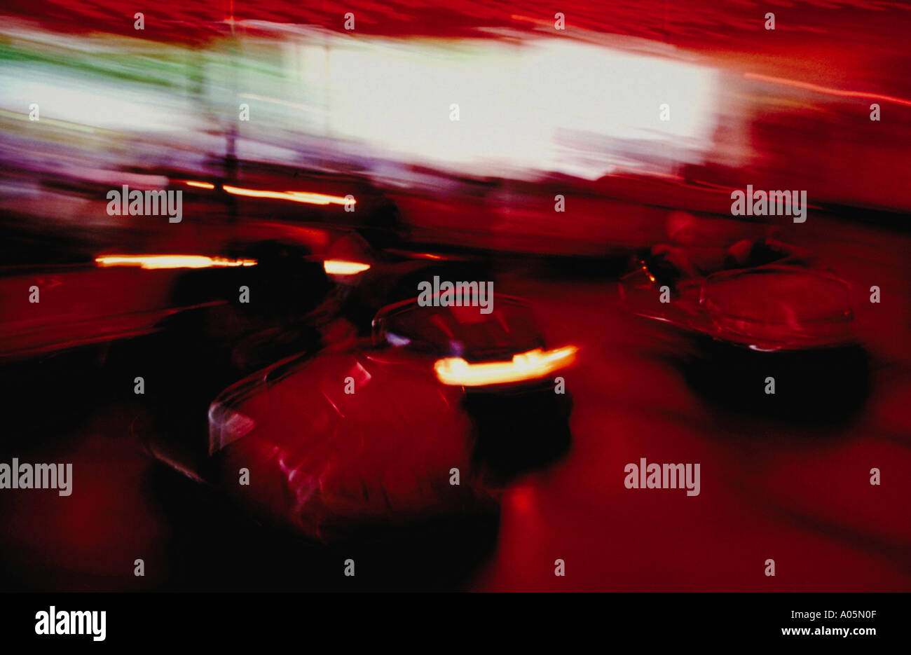 The blurred action motion of bumper cars amusement ride in Zurich ...