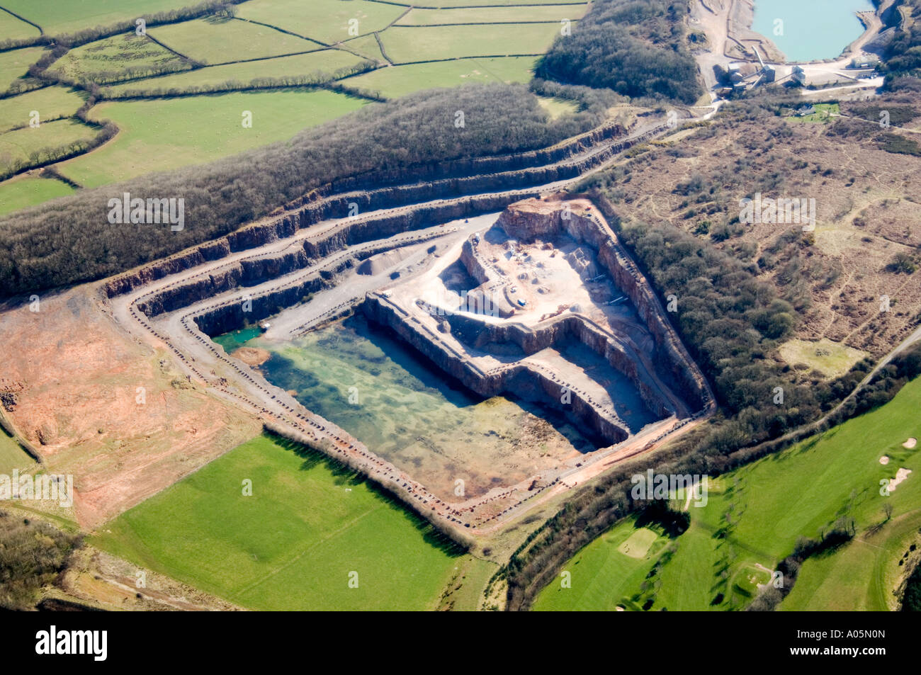 Aerial Quarry near Bridgend South Wales Stock Photo - Alamy