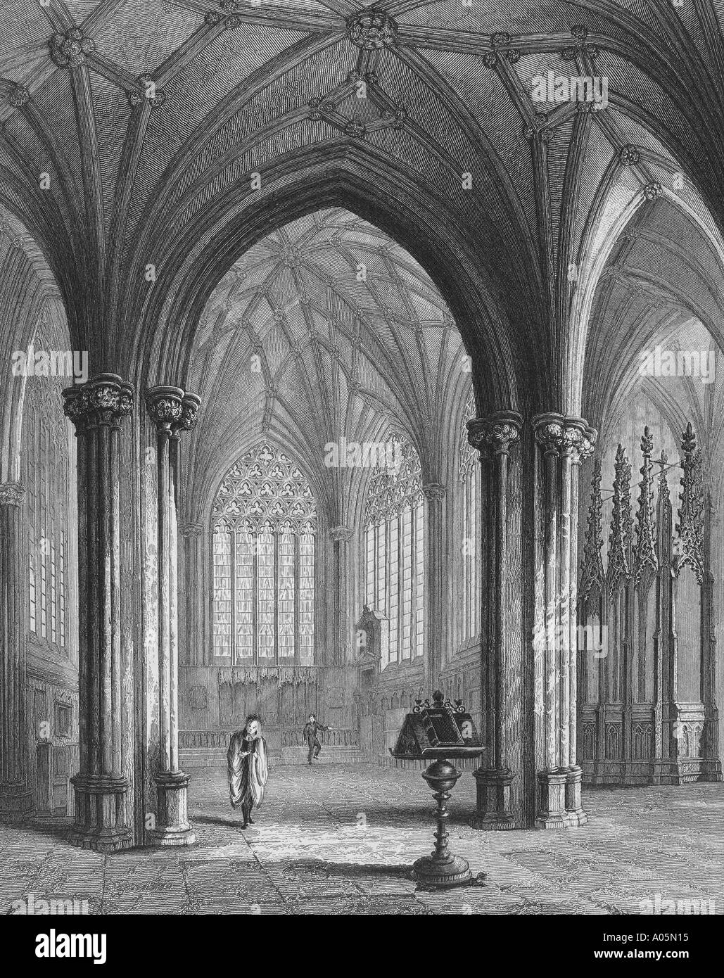 Gothic Cathedral Interior Drawing