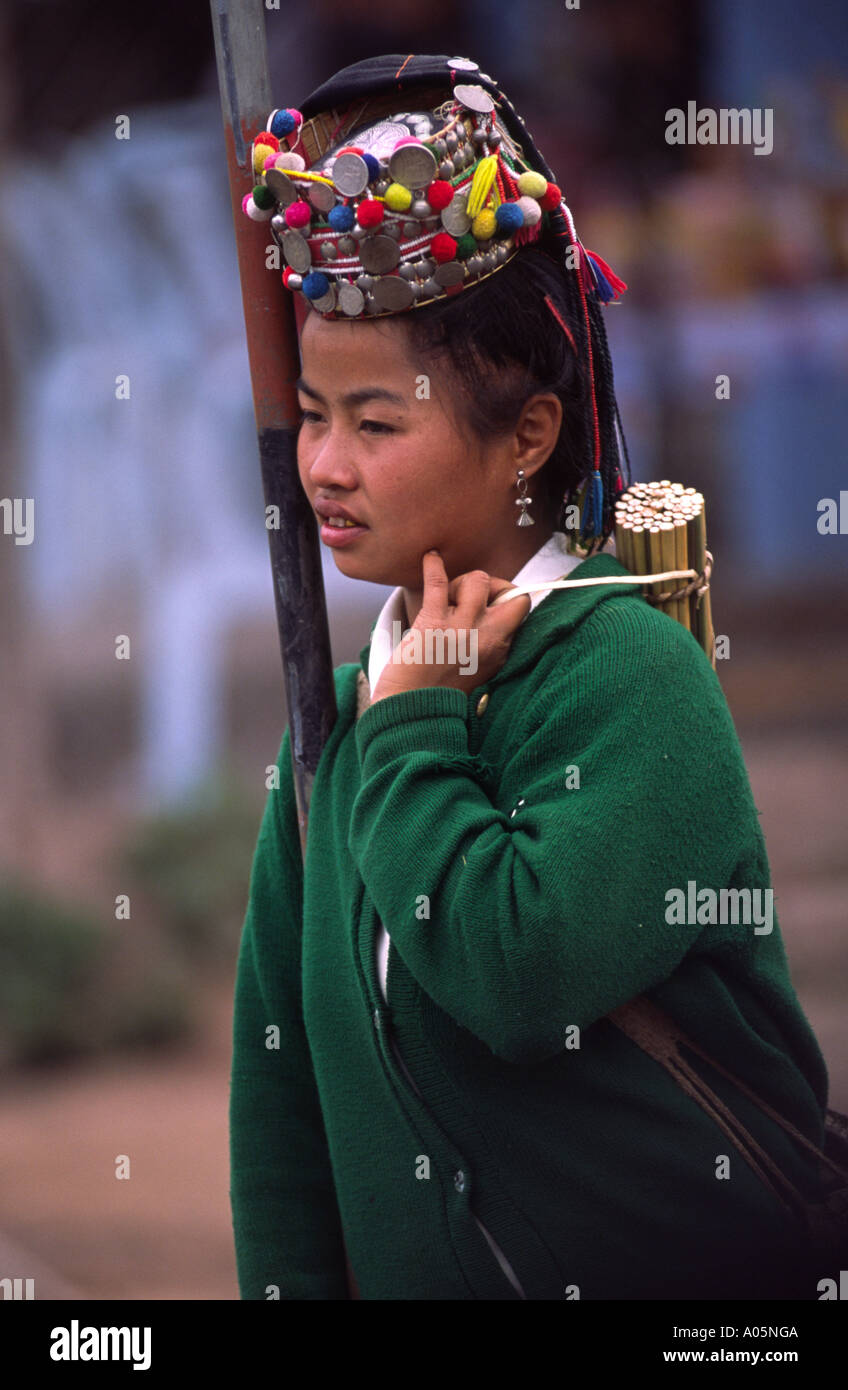 Akha girl. Muang Sing, Luang Nam Tha, Laos Stock Photo - Alamy