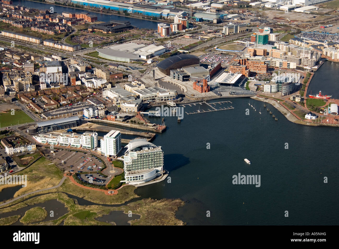 Aerial Cardiff Bay South Wales Stock Photo - Alamy