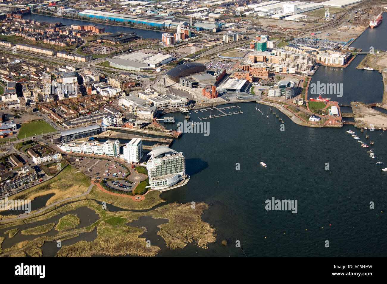 Aerial Cardiff Bay Cardiff Docks South Wales Stock Photo - Alamy