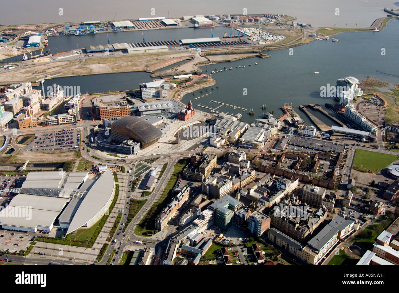 Aerial Cardiff Bay Cardiff Docks South Wales Stock Photo - Alamy